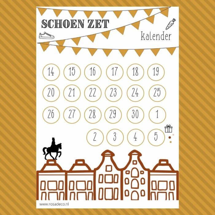 Printable Schoenzet kalender Sinterklaas - Rosa Deco